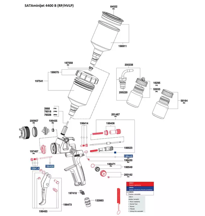 Pistolet lakierniczy SATA mini jet 4400 B RP 1,2 SR ze zbiornikiem ...