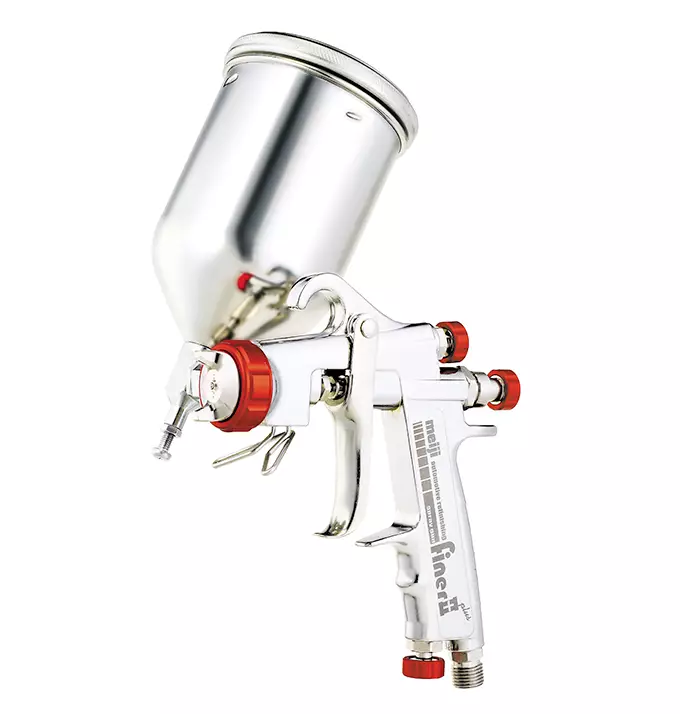 Pistolet lakierniczy z bocznym kubkiem aluminiowym Finer II Plus 1,4 Meiji - dlalakierni.pl ...