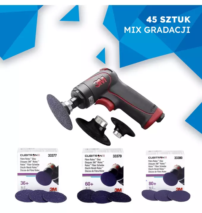 Szlifierka pistoletowa 50/75 mm + 45 sztuk dysków ściernych 50 mm Roloc ...