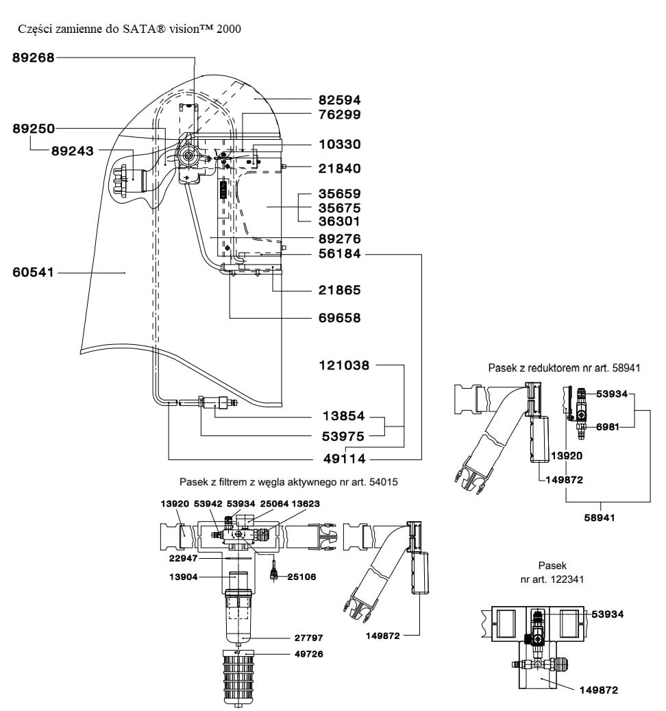 Maska Vision 2000 Zestaw z hełmem, paskiem i filtrem Sata 69500 ...