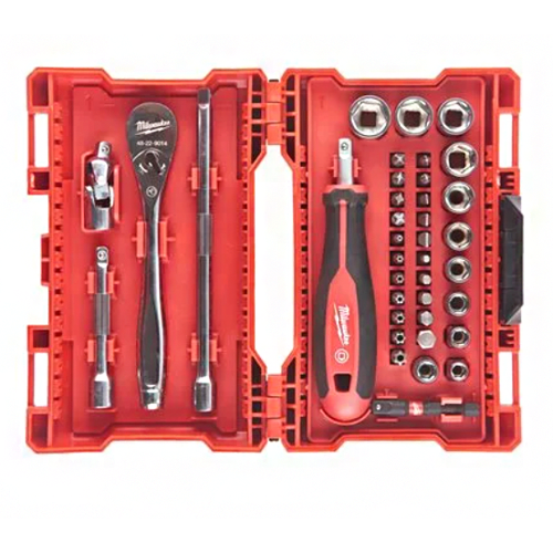 Zestaw grzechotki, nasadek 1/4" i bitów udarowych 38 sztuk Milwaukee 4932479096 - dlalakierni.pl ...