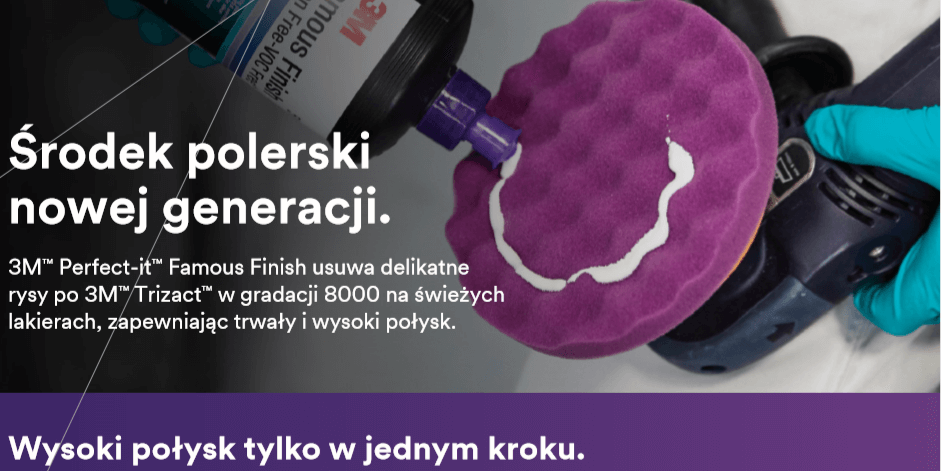 Gąbka polerska 150 mm na rzep fioletowa do Perfect-it™ Famous Finish 3M ...